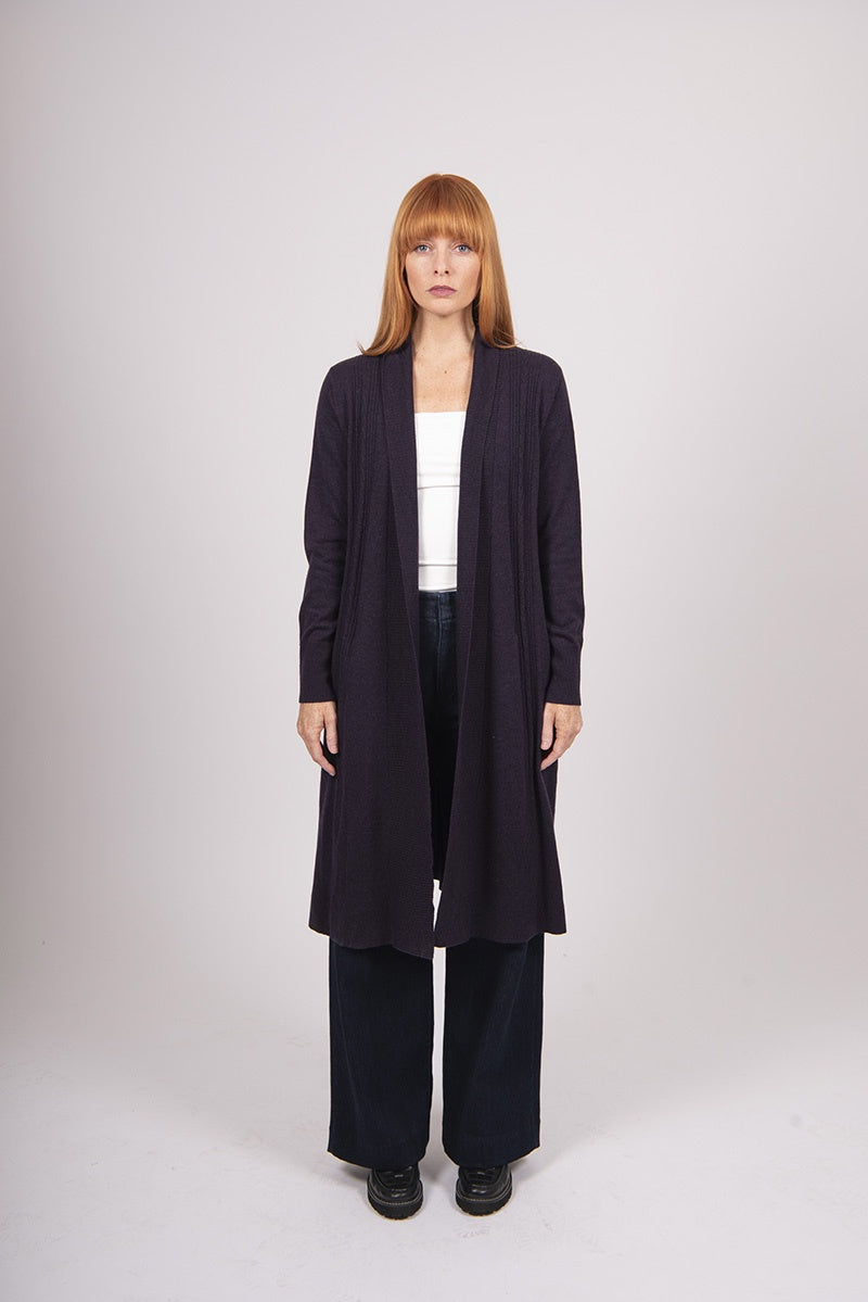 Bridge and Lord Long Line Cable and Rim Trim Cardi BL5632 – Nunie